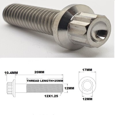 1X 12PT TITANIUM M12X1.25 BOLT 12 POINT M12 X 20MM LONG GRADE 5 ...
