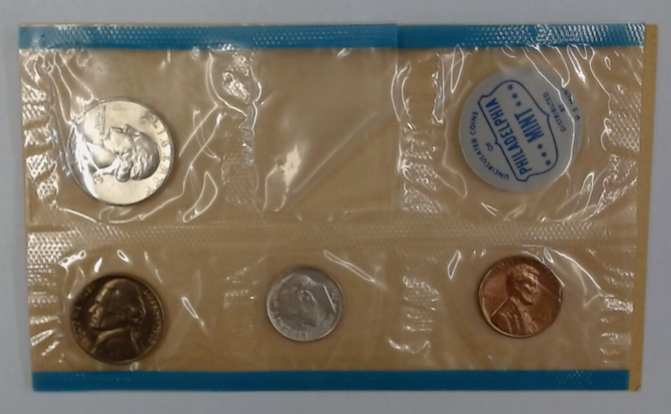 1962 US Mint Set-Sealed Cello P&D 90% Silver Quarter and Dime-Missing Franklin!! | eBay