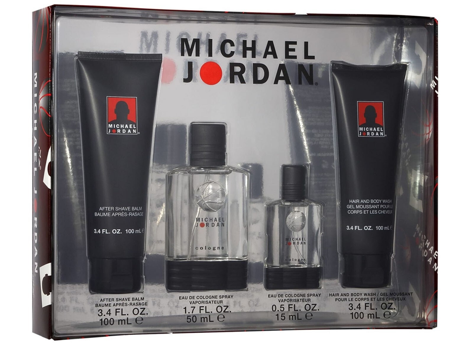 MICHAEL JORDAN MEN 4 PC SET-1.7 OZ EDC SP+0.5 OZ MINI+3.4OZ ASBALM+H&B ...