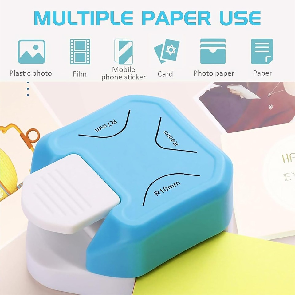 3 in 1 Corner Rounder Punch, Paper Hole Punch 4mm 7mm 10mm 3-Way Corner ...
