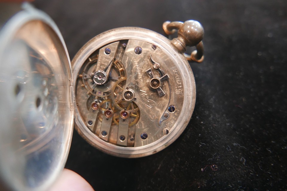 ANTIQUE A & U BOURQUIN COIN SILVER KEY WIND POCKET WATCH W/ HALLMARKS ...