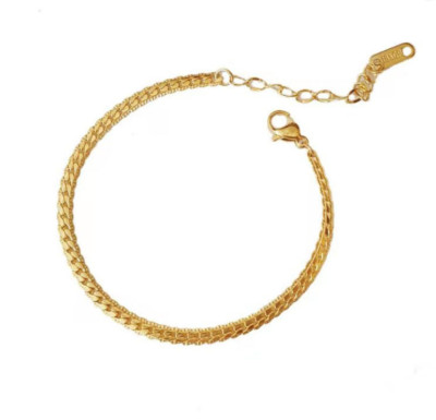 Women Stainless Steel Rose Gold Beach Flat Herringbone Bracelet Chain 7 ...