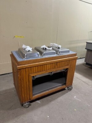 LOT OF 2*** HD COMMERCIAL (NSF) HOT & COLD BUFFET TABLES w/WOODEN TABLE ...