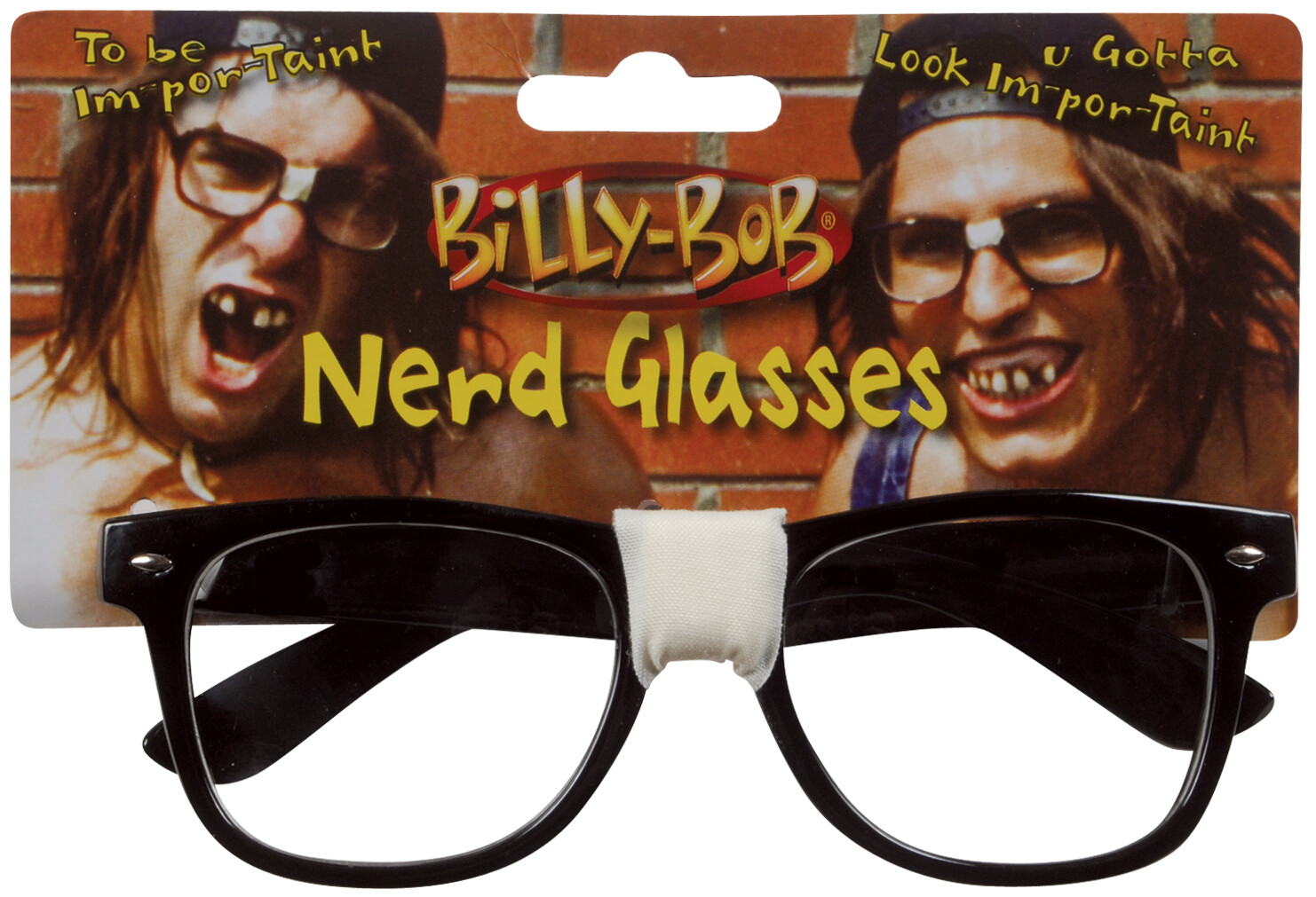 Billy-Bob Geek Retro Nerd Costume Glasses - Oversized Black Frame with ...