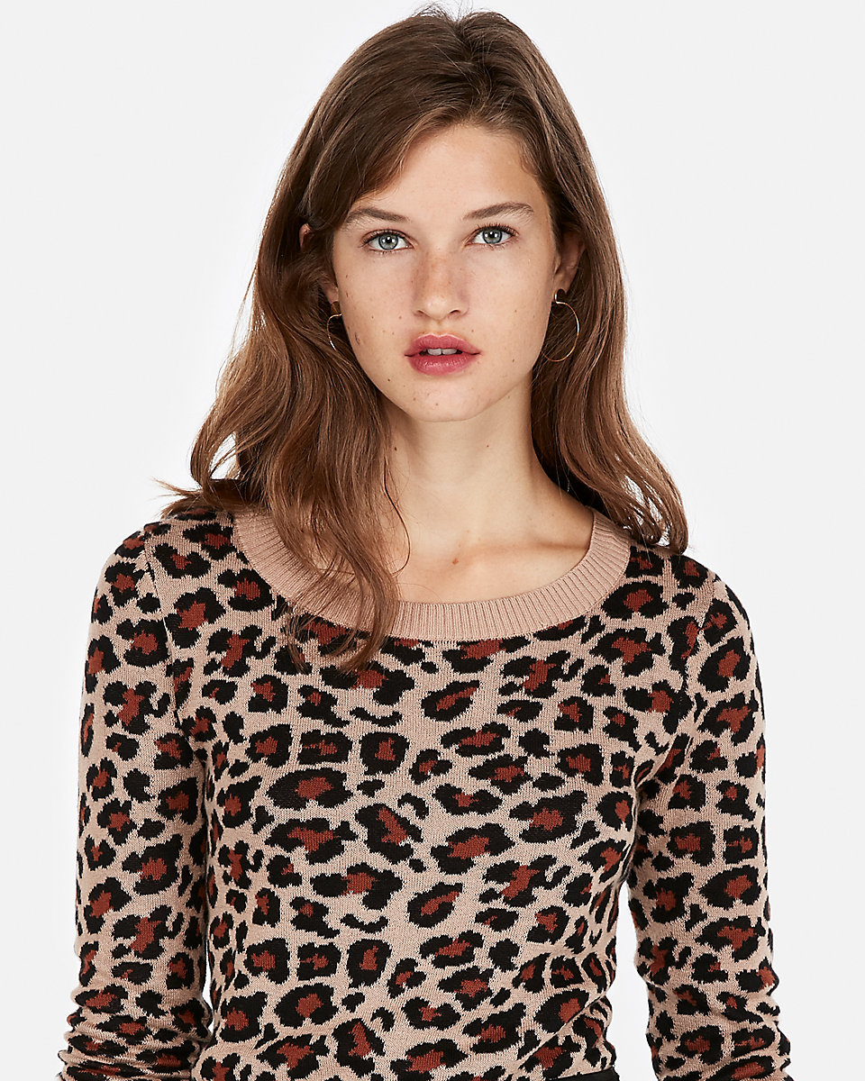 NEW EXPRESS Leopard Print Fitted Sweater, size S US, 38 EU | eBay