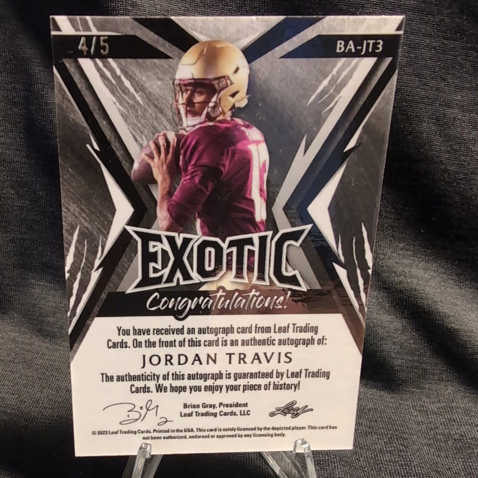 2023 Leaf Exotic Jordan Travis BA-JT3 RC Tiger Auto 2/2 | eBay