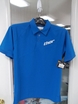 Men's S Thor Racing MX Motocross blue short sleeve Polo shirt | eBay