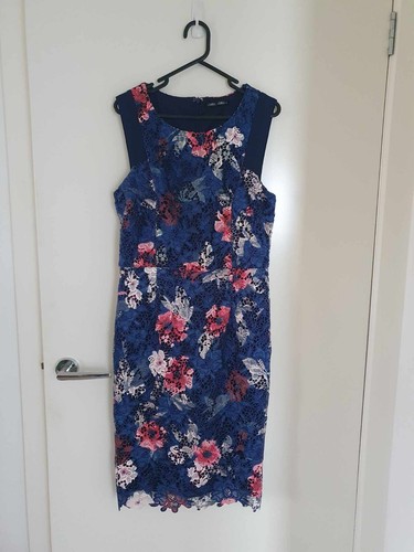 Mei Mei dress, navy floral design, knee length size 10 | eBay
