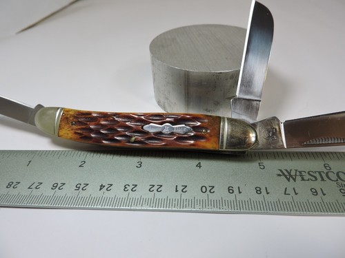 Rough Rider 3 Blade Stockman Amber Jigged Bone Handles Folding Knife | eBay