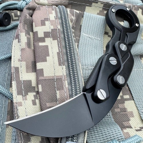 6.25" Black Tactical Claw Quick Folding Karambit Pocket Knife Morphing ...