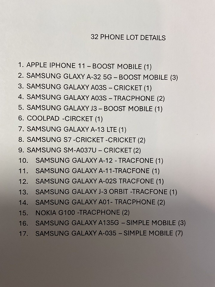 Lot of 32 Mostly Samsung Galaxy Smartphones Locked Mixed Models Mixed ...