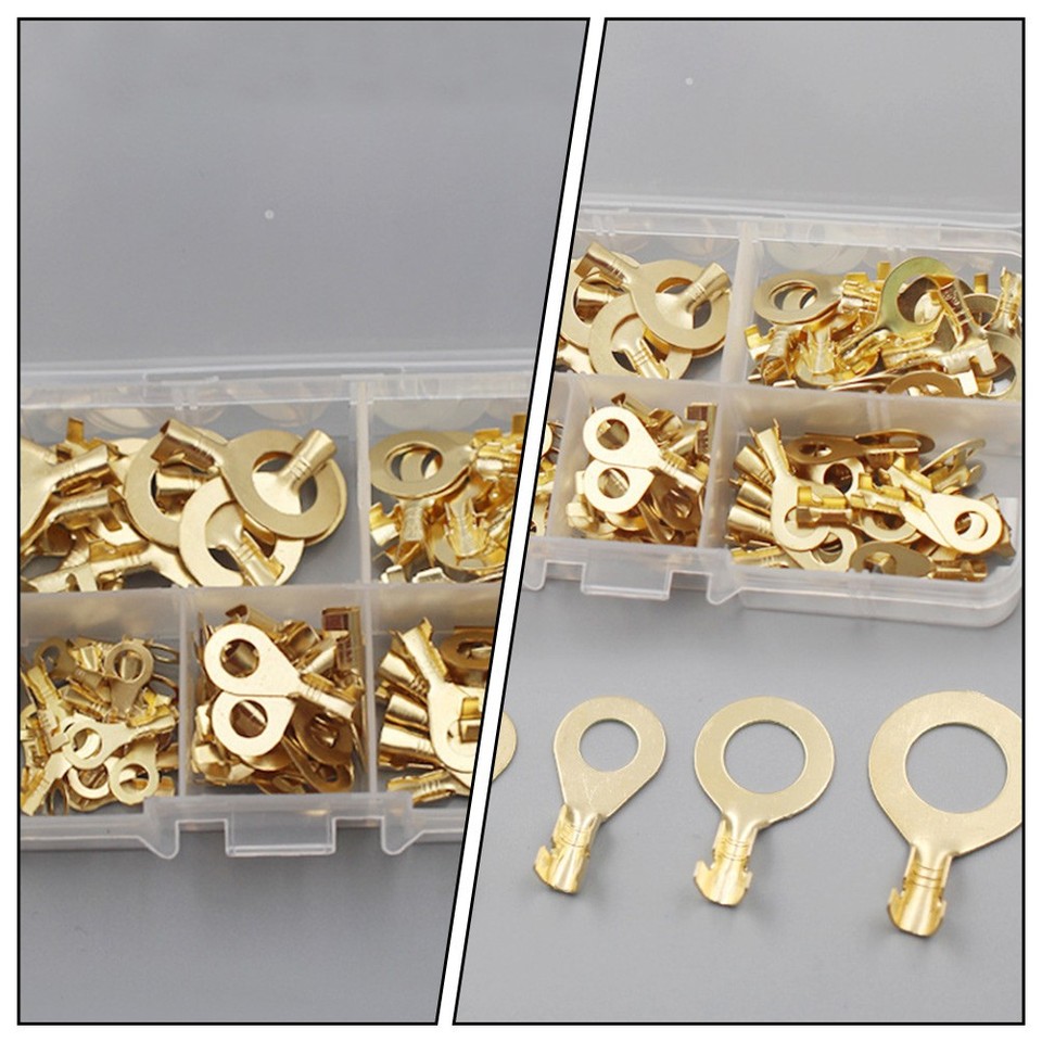 150 Pcs Brass Copper Ring Terminal Electrical Connectors Cable Lugs ...