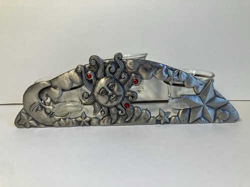 Pewter Spoontiques Vtg 80's Celestial Sun Moon Stars With Glass Cups ...