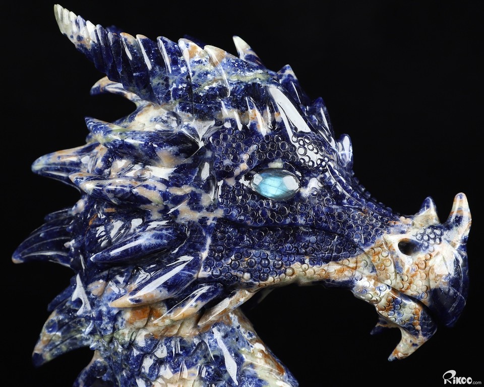 Amazing Huge 7.1" Sodalite Carved Crystal Dragon Sculpture ...