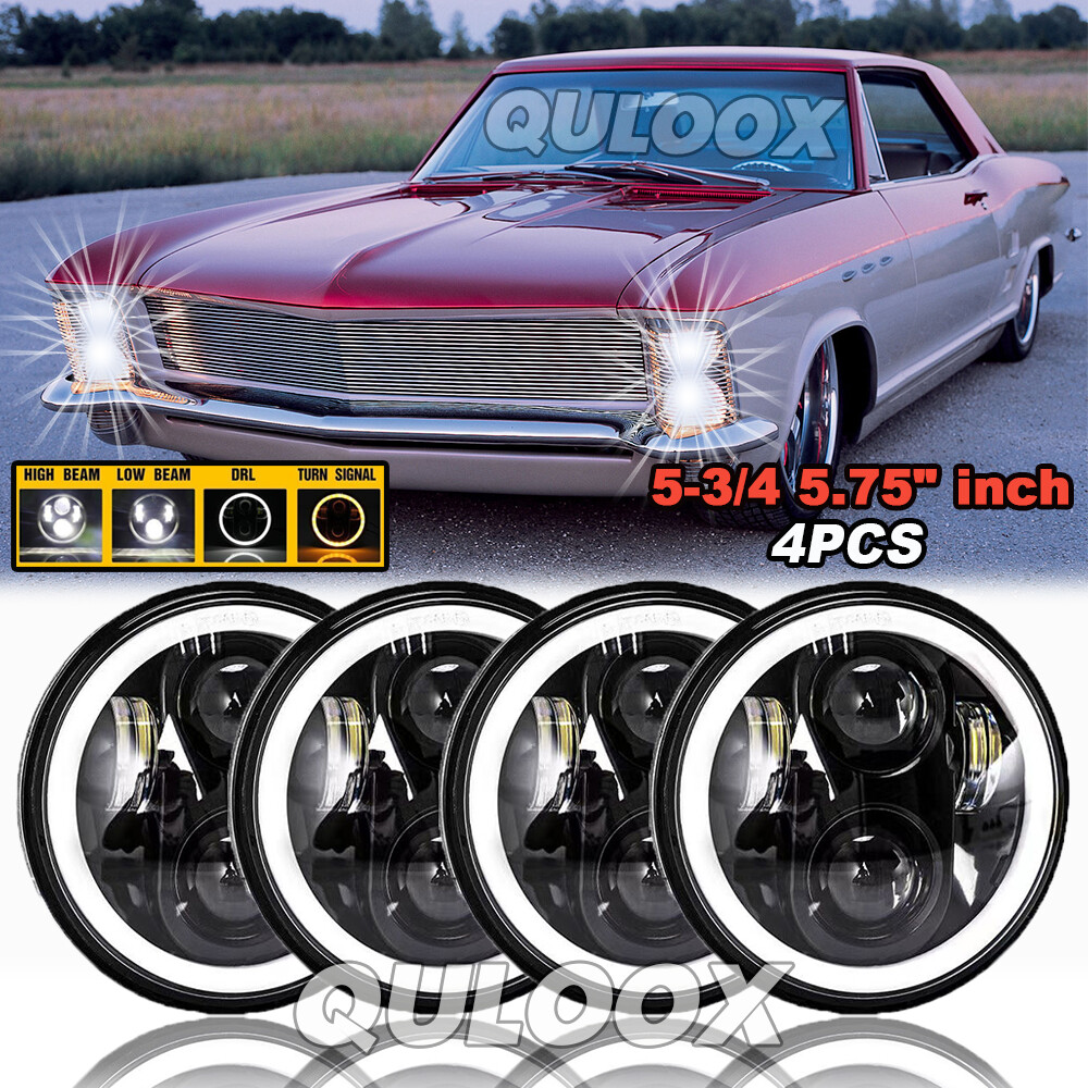 4PCS 5.75" 5-3/4 inch Round LED Headlights Hi-Lo For Ford 500 1962-1974 ...