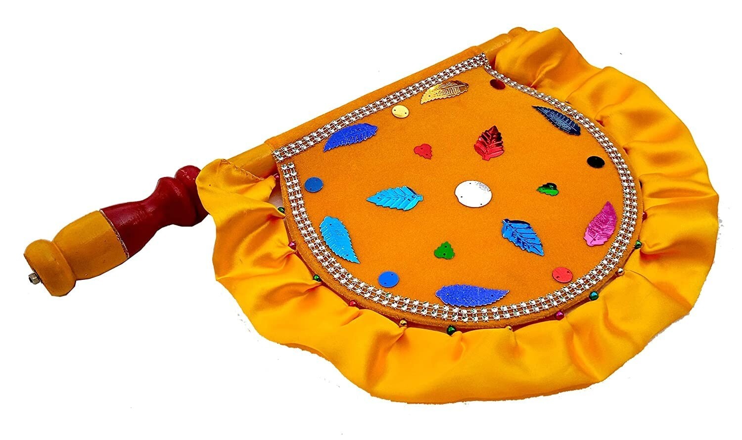 Velvet Cloth Handmade Beautiful Traditional Hand Fan with Wooden handle ...