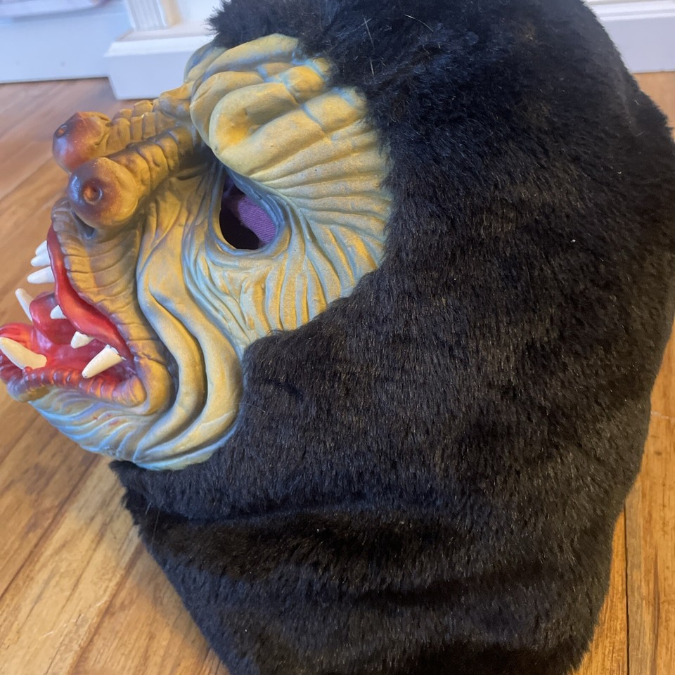 Vintage Topstone Fang Face Gorilla Monster Mask Black faux fur ...