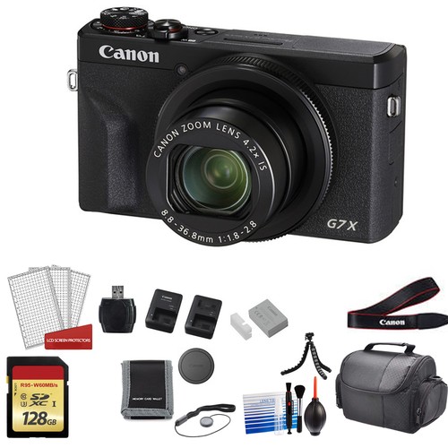 Canon PowerShot G7X Mark III Camera (Black) with 2x 64GB Memory Cards ...