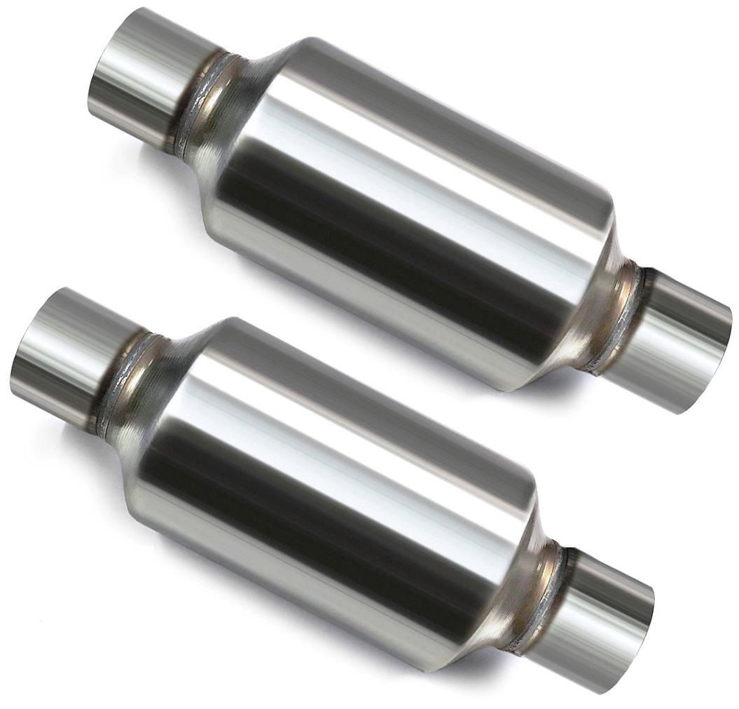 Universal 2.5" Single Chamber Performance Round Mufflers | Pair ...