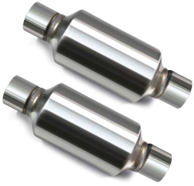 Universal 2.5" Single Chamber Performance Round Mufflers | Pair ...
