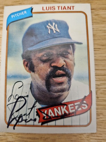 1980 TOPPS #35 SIGNED LUIS TIANT NEW YORK YANKEES CARD TOUGH AUTOGRAPH ...