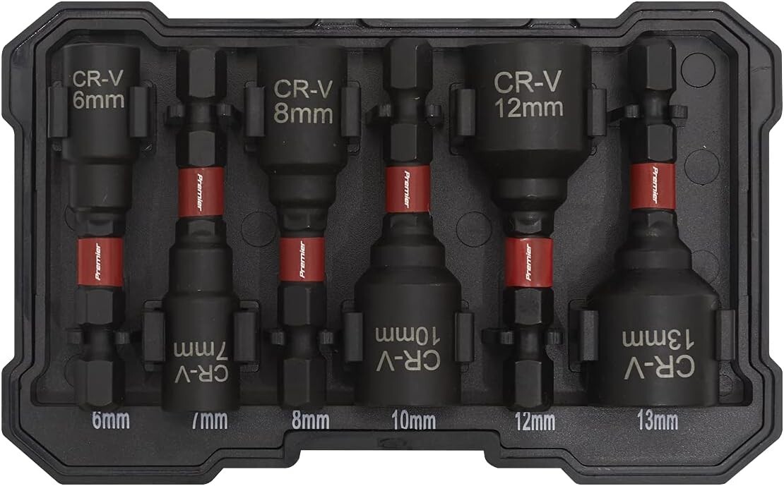 Sealey 6 Pce Impact Metric 1/4" Hex Magnetic Tek Screw Nut Driver ...