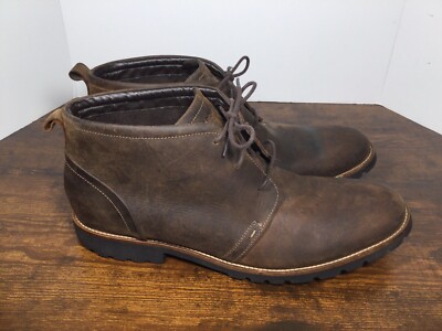 Rockport Boots Men's 13 Charson Three Eye Chukka Brown Leather Lace Up ...