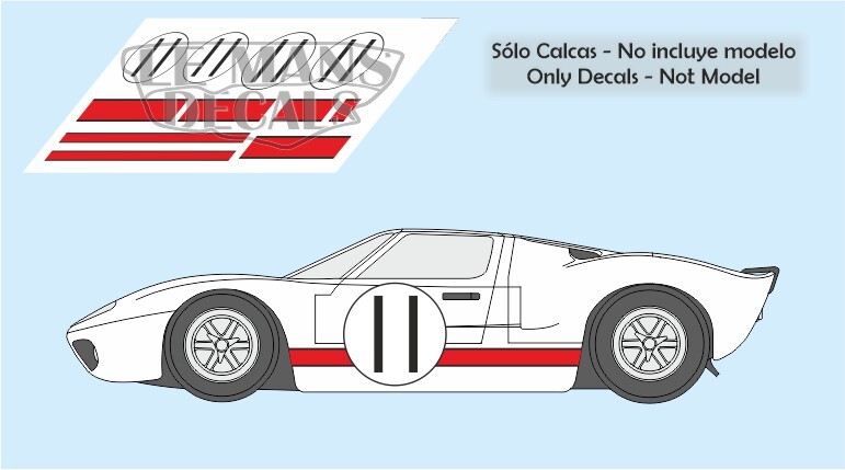 Decals Ford GT40 Le Mans 1966 Test 1:32 1:24 1:43 1:18 slot calcas | eBay