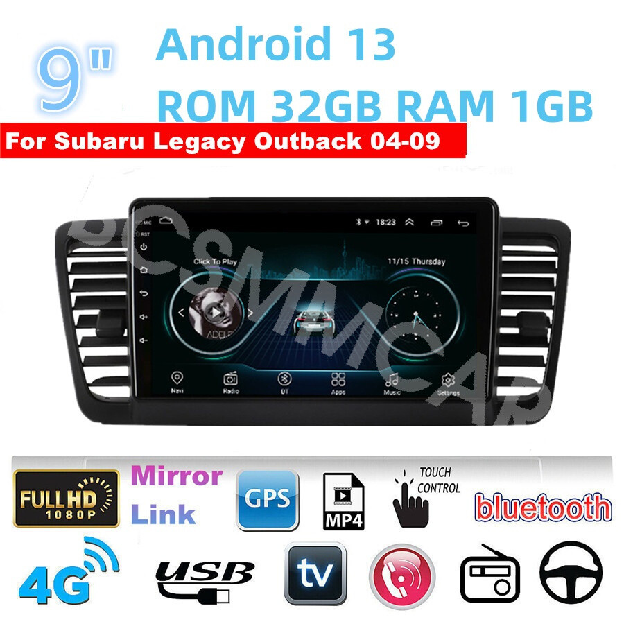 For Apple Carplay Stereo Radio WiFi BT Fit For 2003-2009 Subaru Legacy ...