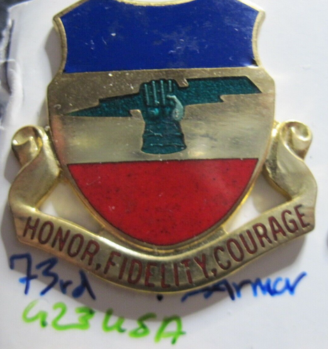 Army Crest DI dui cb clutchback 73rd ARMOR REGIMENT battalion rgt G-23 ...