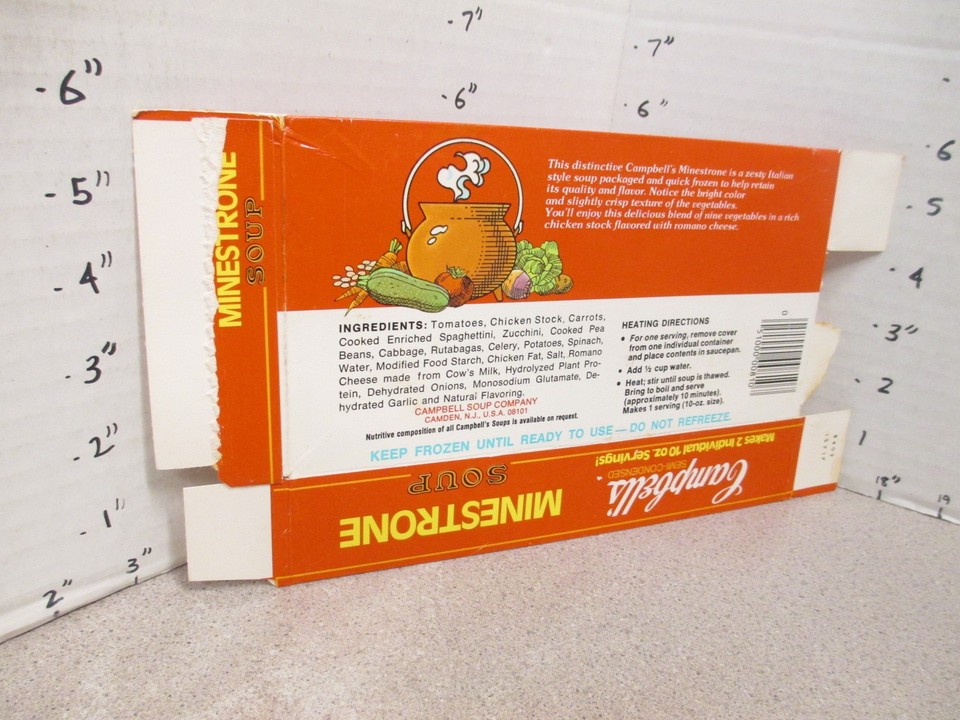CAMPBELL'S 1976 MINESTRONE soup vintage frozen food box TV dinner | eBay