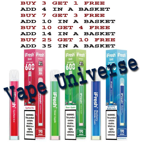 iFresh Crystal Bar 600 Puff Disposable Vape Kit 20mg | ELF Bar ...