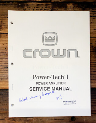 Crown PT-1 Power Tech 1 Amplifier Service Manual *Original* | eBay