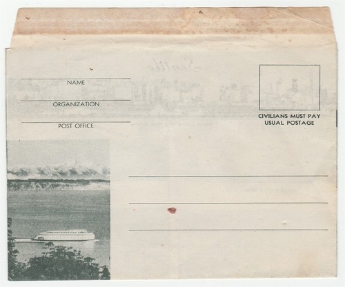 Seattle Washington illustrated self-mailing letterhead for servicemen ...