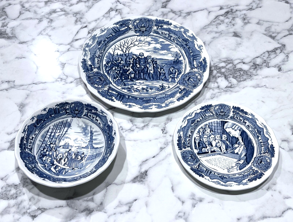 J&G Meakin America Hurrah English Ironstone 3 Pc Dinner Dessert Plates ...