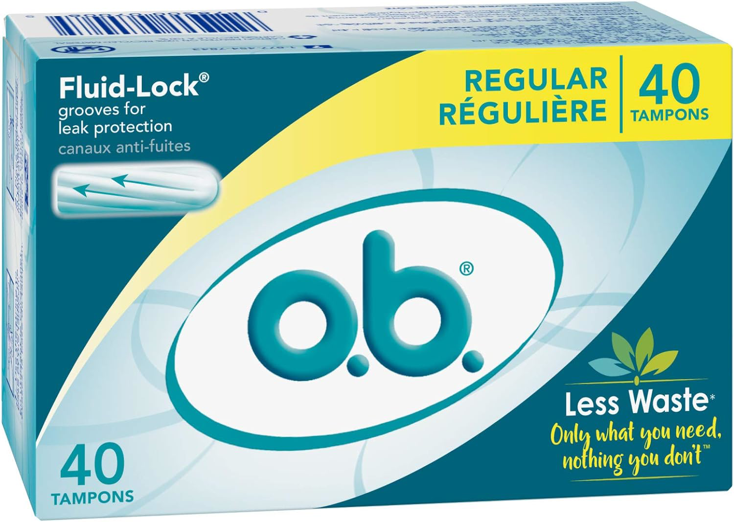 3 Boxes O.b. OB Tampons 40 Each 120 Total Regular No Applicator Fluid ...