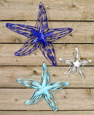 3-Pc Coastal Themed Starfish Wall Hanging Set Ready to Hang Beachy Home ...