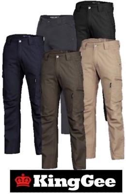 KING GEE MENS 'TRADIE' NARROW FIT 100% COTTON CANVAS CARGO WORK PANTS ...