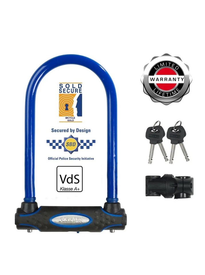 Master Lock Sold Secure Gold D-Lock 11 x 21cm Blue | eBay UK