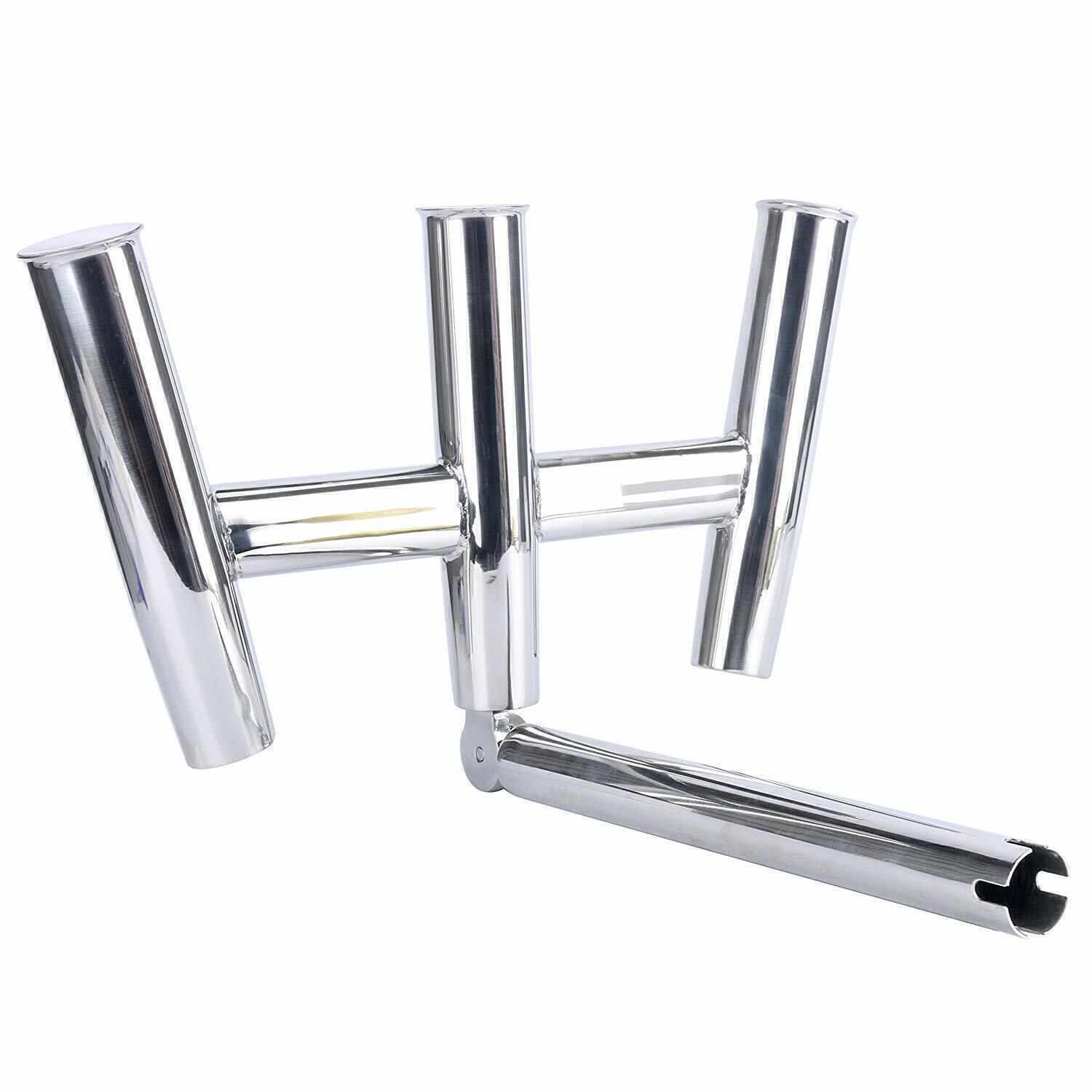 3 Tube Trident Outrigger Stylish Stainless Steel Rod Holder Triple Rod ...