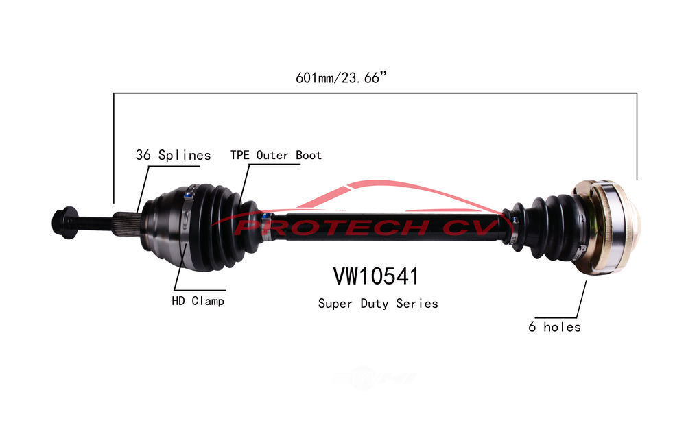 CV Axle Assembly-Extreme Weather Unit - TPE Boot Equipped PROTECH ...