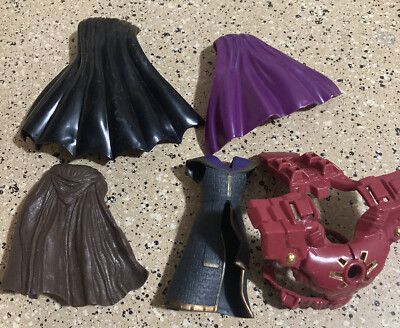 LOT OF 5 VARIOUS CAPES FOR ACTION FIGURES BLACK PURPLE BROWN RED ARMOR ...
