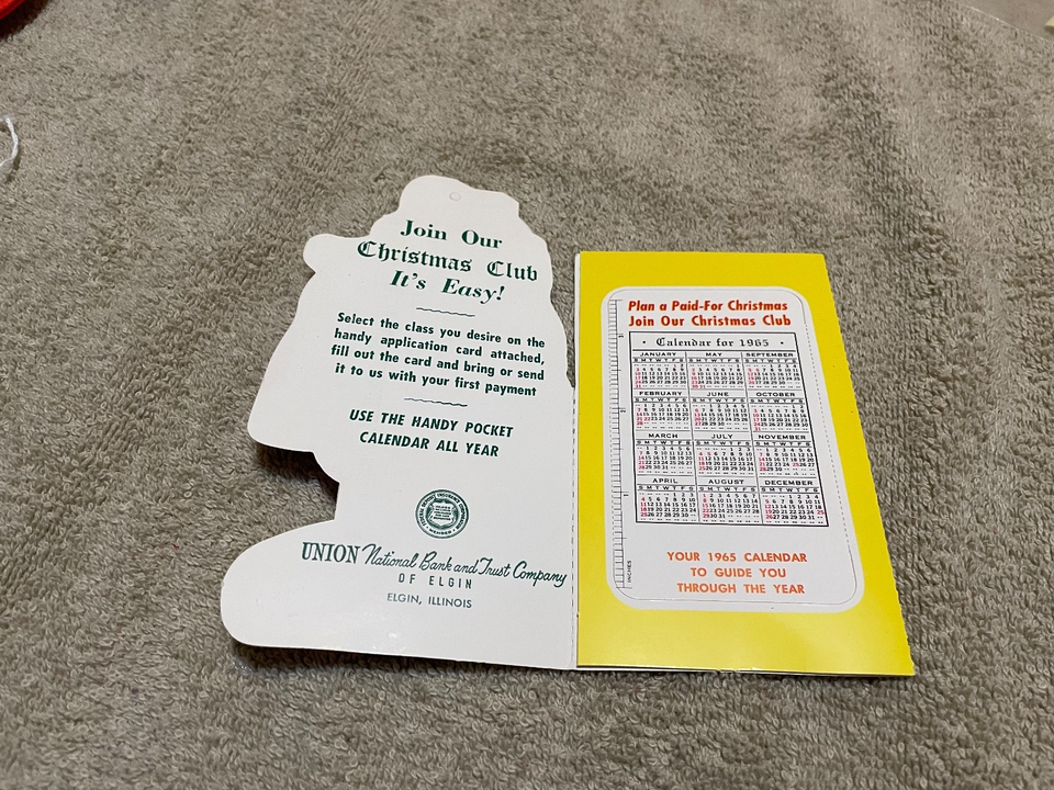 VTG Santa Claus Christmas Club 1965 Union National Bank and Trust ...