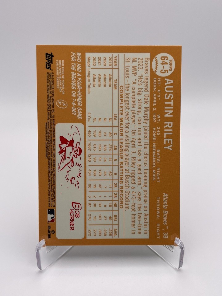 2023 Topps Chrome Lids Mitchell & Ness Exclusive Austin Riley #64-5 ...