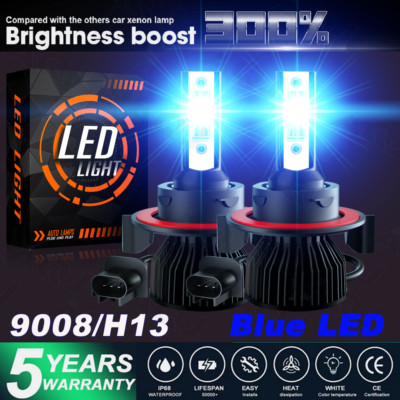 2X H13 9008 LED Headlight Super Bright Bulbs Kit 420000LM Blue Hi-Lo ...