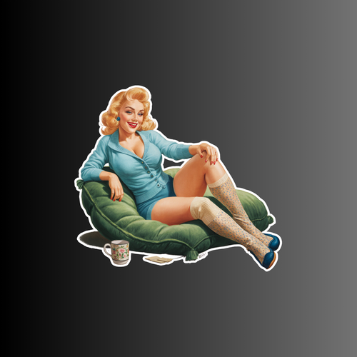 Pinup girl sticker vinyl decal woman blonde bombshell cleavage ...