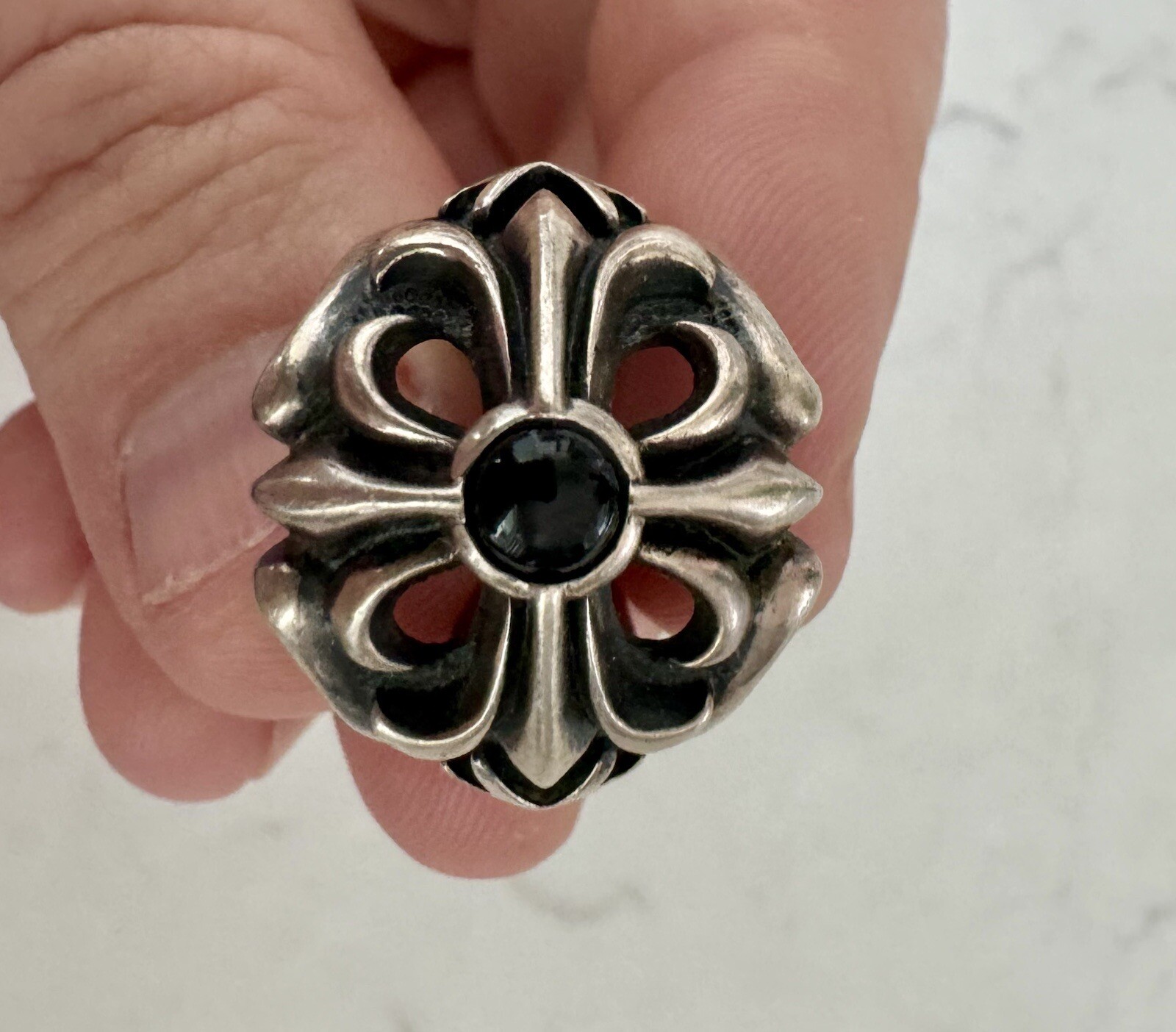 Chrome Hearts Inspired Onyx Gothic Cross Ring 925 Ste… - Gem