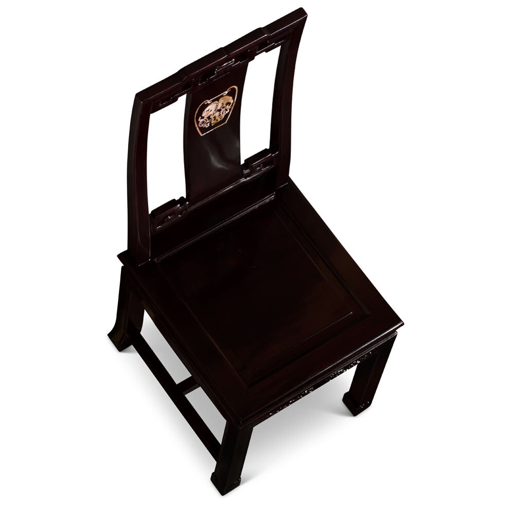 US SELLER - Dark Cherry Rosewood Mother of Pearl Chinese Foo Dog Side ...