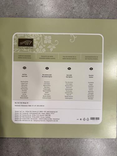 Stampin Up SUBTLES Designer Series Paper Stack. 12x12. | eBay