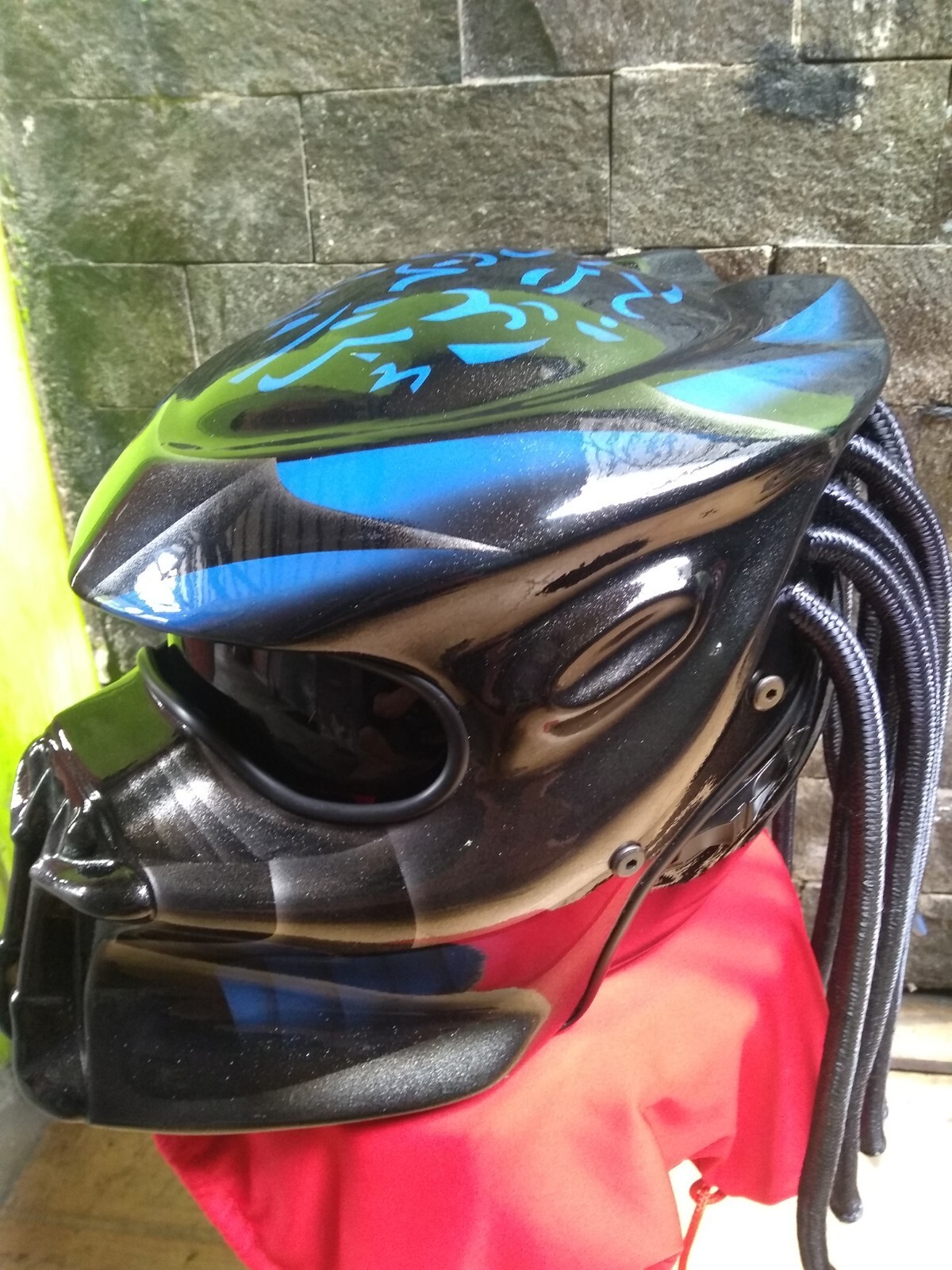 FREE SHIPPING GREAT BLUE FIRE MOTIF PREDATOR HELMET DOT ECE WITH 3 ...